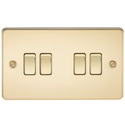 Knightsbridge 10AX 4-Gang 2-Way Light Switch Polished Brass - Screwfix