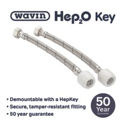 Hep2O Push-Fit Flexible Tap Connectors 22mm x 3/4" x 300mm 2 Pack ...