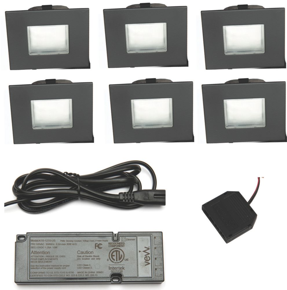 VEW Strata Recessed Square LED Kitchen Plinth Lights Black 0.18W 15lm 6 ...