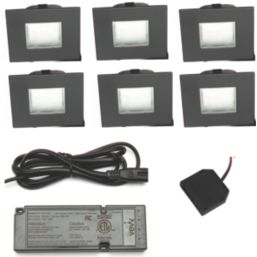VEW Strata Recessed Square LED Kitchen Plinth Lights Black 0.18W 15lm 6 ...