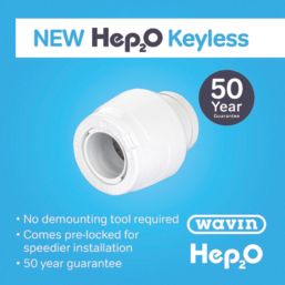 Hep2O Plastic Push-Fit Keyless Stop End 15mm - Screwfix