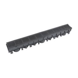 FloPlast FloDrain Channel Drain & Grate Black 115mm x 1m - Screwfix