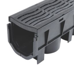 FloPlast FloDrain Channel Drain & Grate Black 115mm x 1m - Screwfix