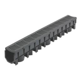 FloPlast FloDrain Channel Drain & Grate Black 115mm x 1m - Screwfix
