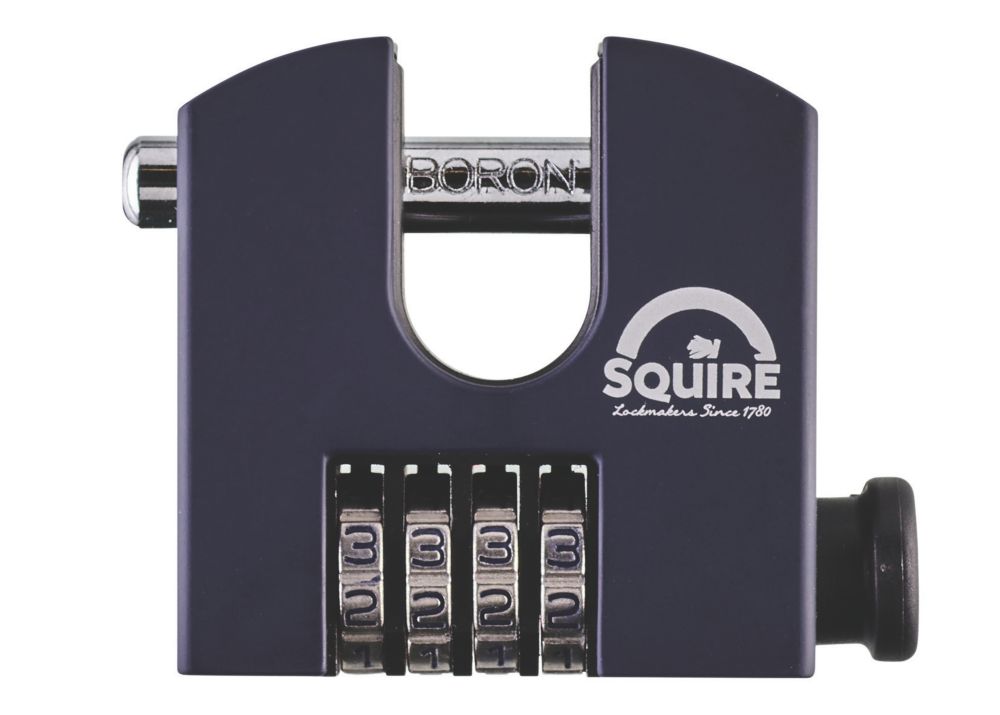 Squire Weatherproof Combination Block Padlock Blue 65mm - Screwfix