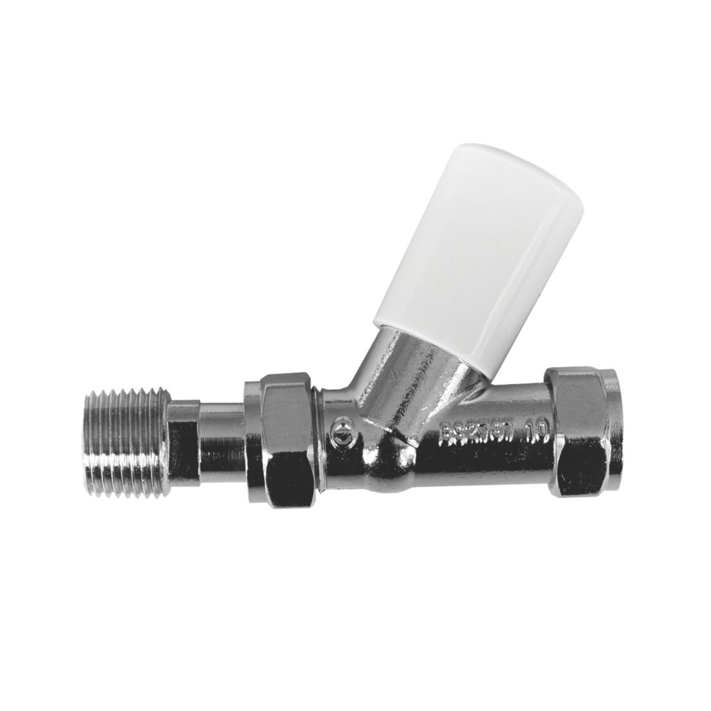 Drayton 15mm x 1/2" White Straight Lockshield Radiator Valve - Screwfix
