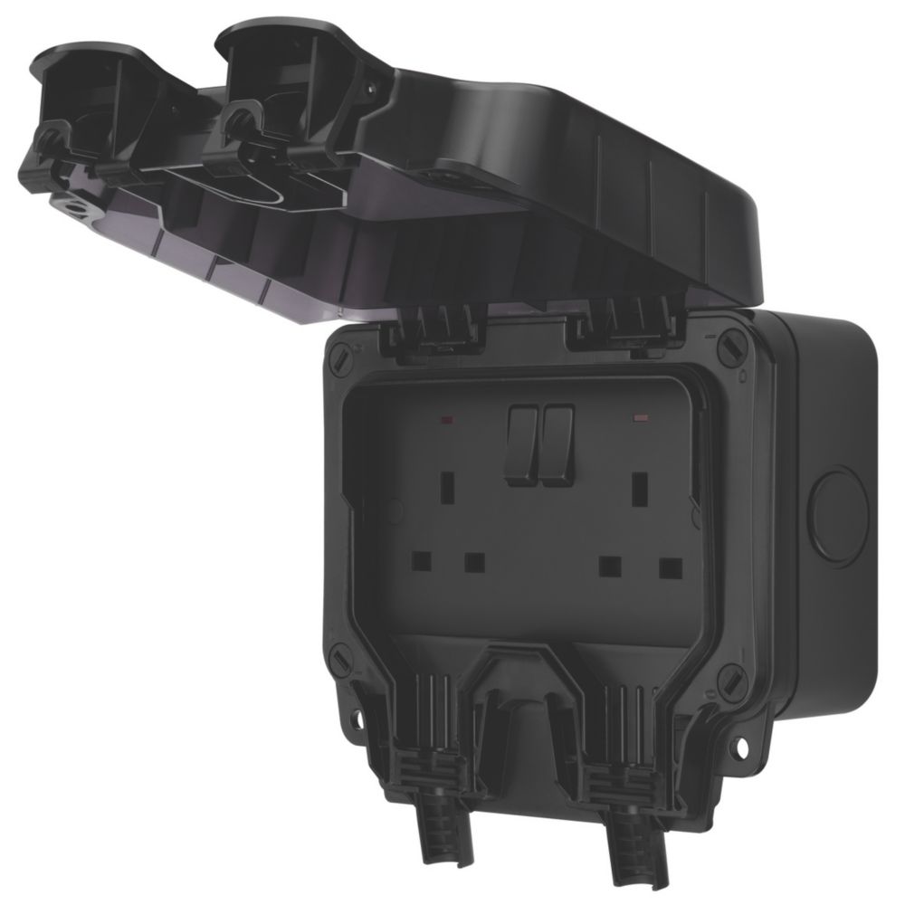 British General IP66 13A 2-Gang SP Weatherproof Outdoor Switched Socket ...