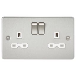 Knightsbridge 13A 2-Gang DP Switched Double Socket Brushed Chrome with ...