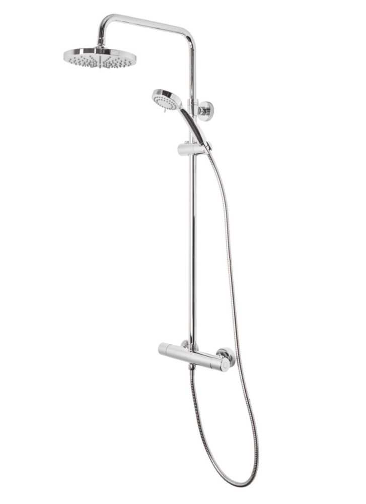Meda Rear-Fed Exposed Chrome Thermostatic Bar Mixer Shower - Screwfix
