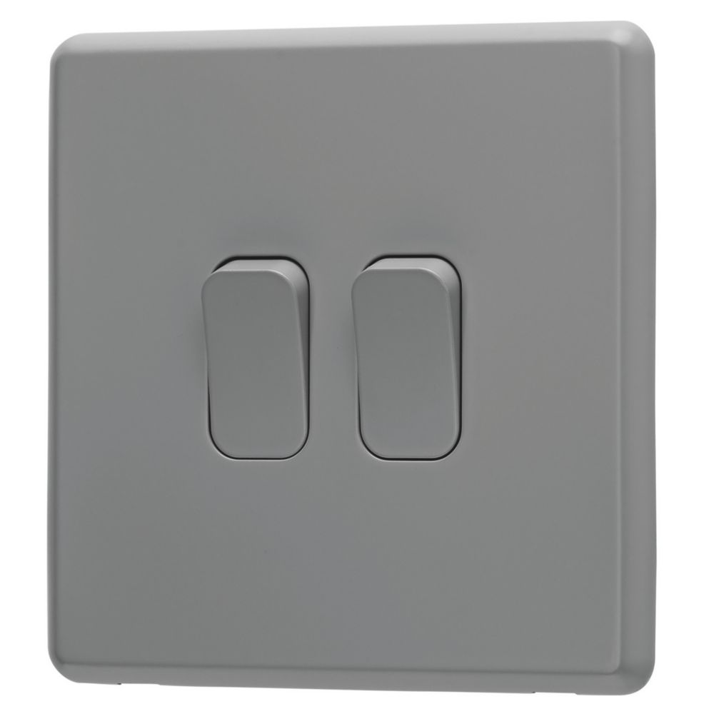 Arlec 10A 2-Gang 2-Way Light Switch Grey - Screwfix