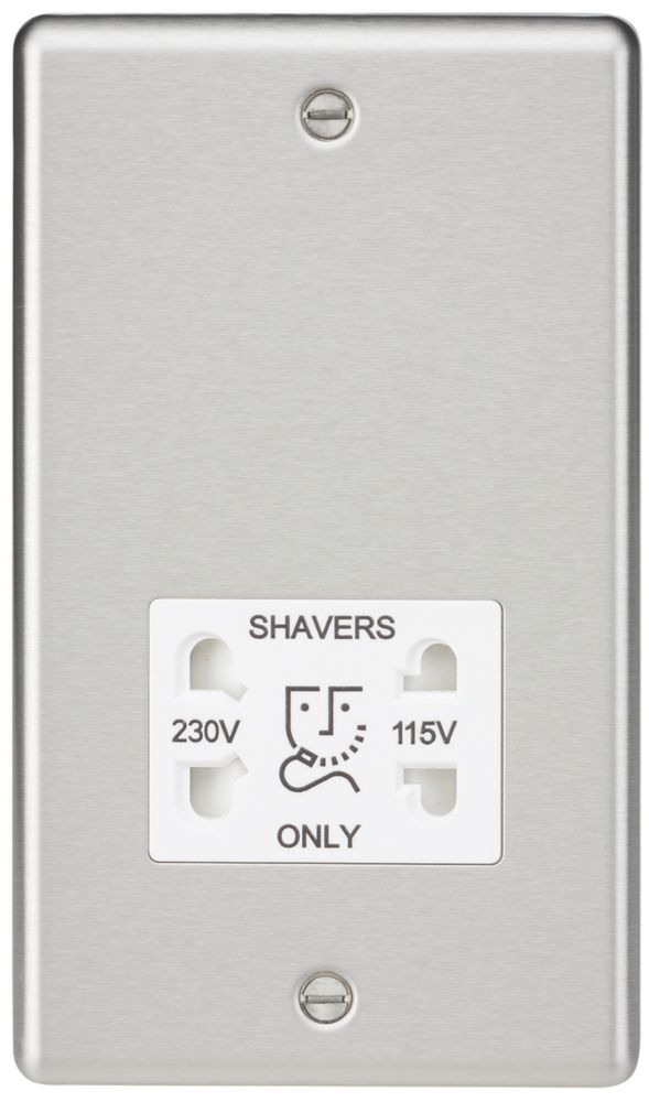 Knightsbridge 2-Gang Dual Voltage Shaver Socket 115 V / 230V Brushed ...