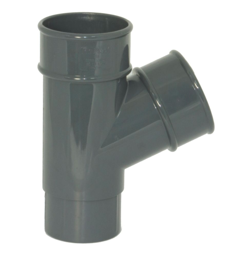 FloPlast Round Downpipe Branch Anthracite Grey 68mm | Half Round ...