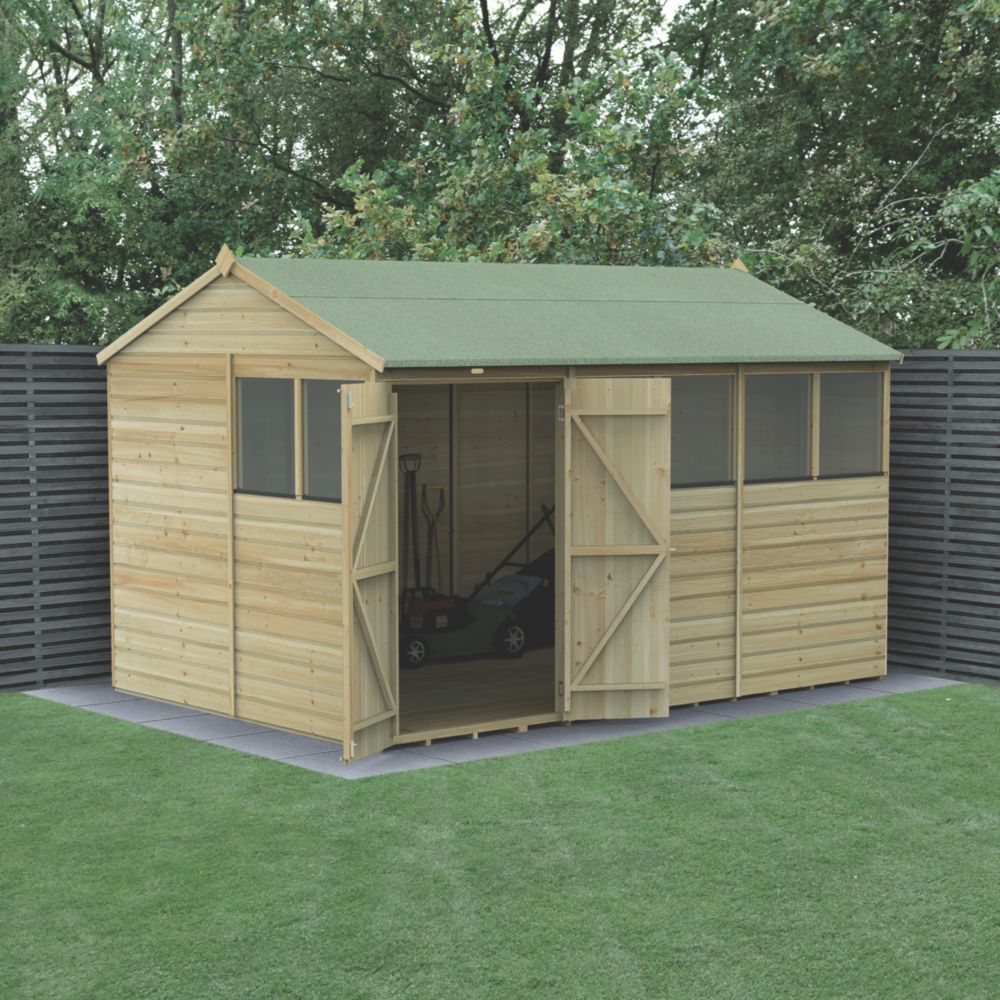 Forest Beckwood 11' 6" x 8' (Nominal) Reverse Apex Shiplap Timber Shed - Screwfix