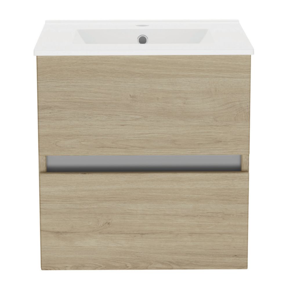 Newland Double Drawer Wall-Mounted Vanity Unit with Basin Effect ...