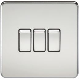 Knightsbridge 10AX 3-Gang 2-Way Light Switch Polished Chrome - Screwfix