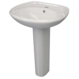 Basin-to-Go Full Pedestal Bathroom Basin 1 Tap Hole 570mm - Screwfix