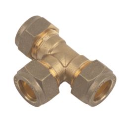 Flomasta Brass Compression Equal Tees 15mm 2 Pack - Screwfix