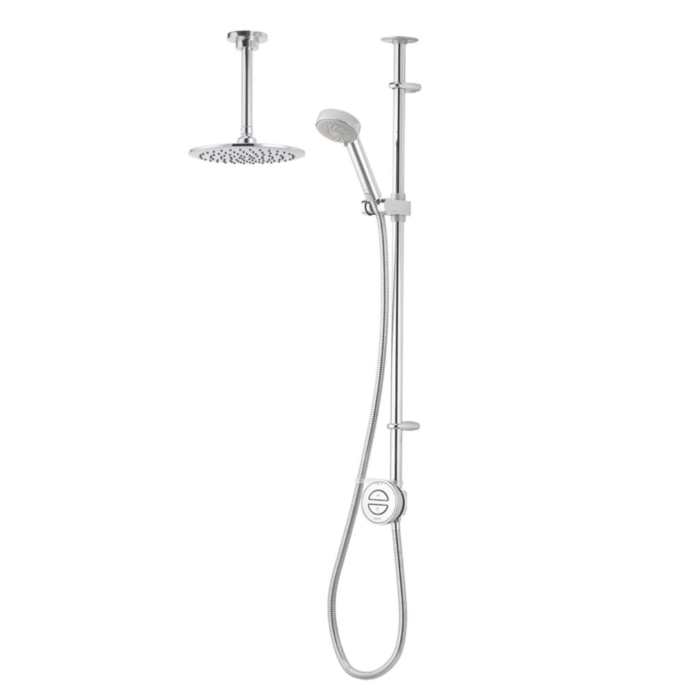 Aqualisa Smart Link HP/Combi Ceiling-Fed Chrome Thermostatic Dual Outlet Exposed Smart Shower ...