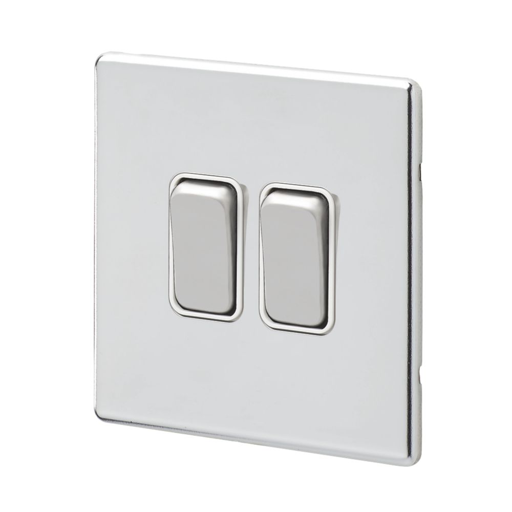 MK Aspect 10AX 2-Gang 2-Way Switch Polished Chrome with White Inserts ...