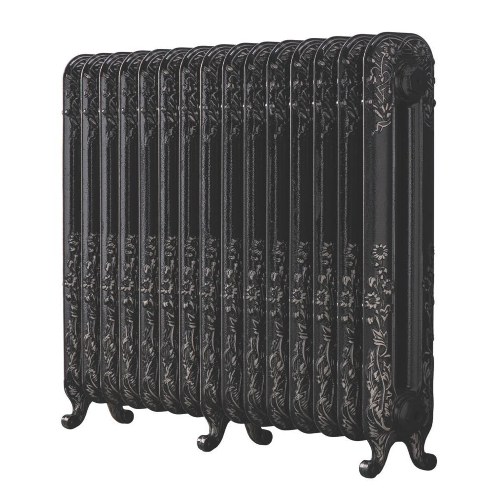 Arroll 794mm x 1009mm 5325BTU Black / Silver Cast Iron 2 Column ...