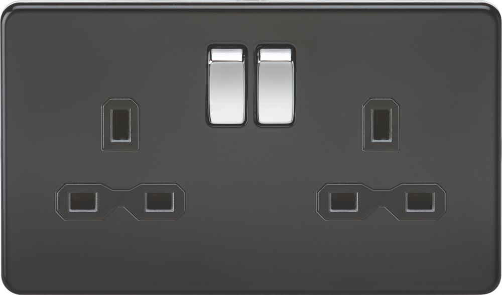 Knightsbridge 13A 2-Gang DP Switched Double Socket Matt Black with ...