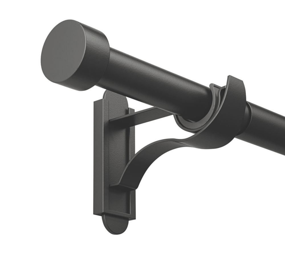 Rothley Matt Black Extendable Curtain Pole w/ Stud Finials 28mm x 125 ...