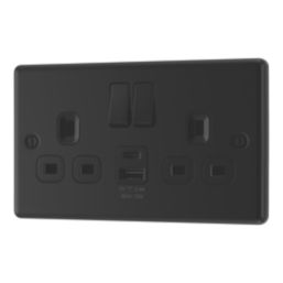 LAP 13A 2-Gang SP Switched Socket + 2.4A 12W 2-Outlet Type A & C USB ...