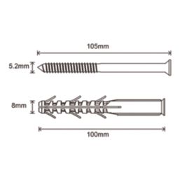 Easyfix TX Long Expansion Frame Fixings 8mm x 100mm 12 Pack - Screwfix