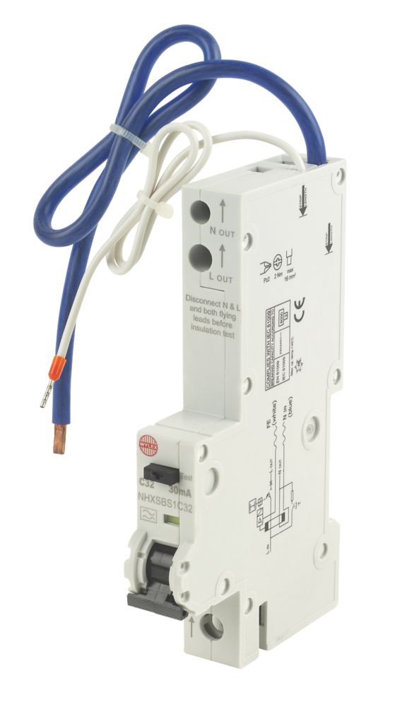Wylex 32A 30mA Type A SP C Curve RCBO - Screwfix