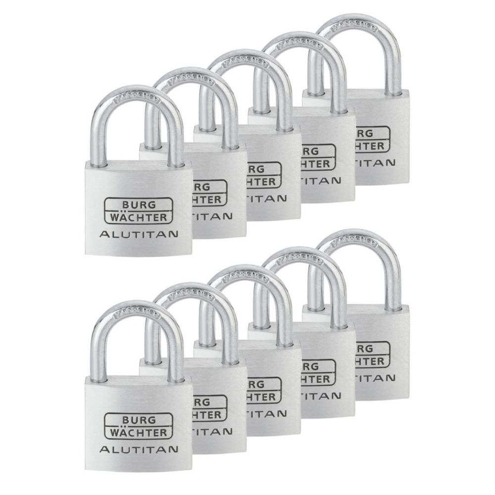 Burg-Wachter Keyed Alike Padlocks Aluminium 40mm 10 Pack - Screwfix