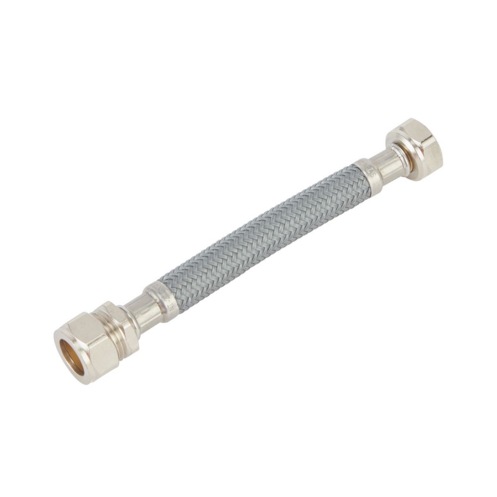 Flomasta Straight Flexible Compression Hose 15mm x 1/2" x 150mm - Screwfix