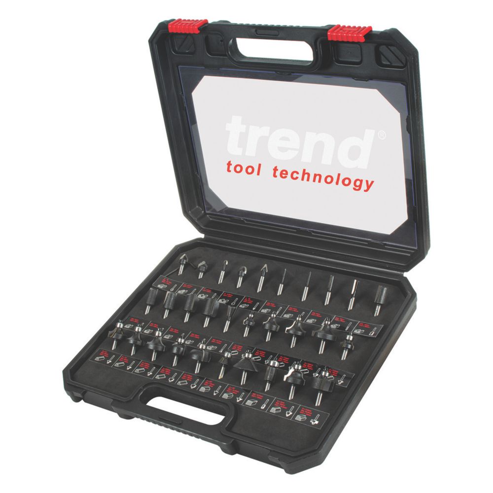 Trend 1/4" Shank Router Cutter Set 30 Pieces - Screwfix