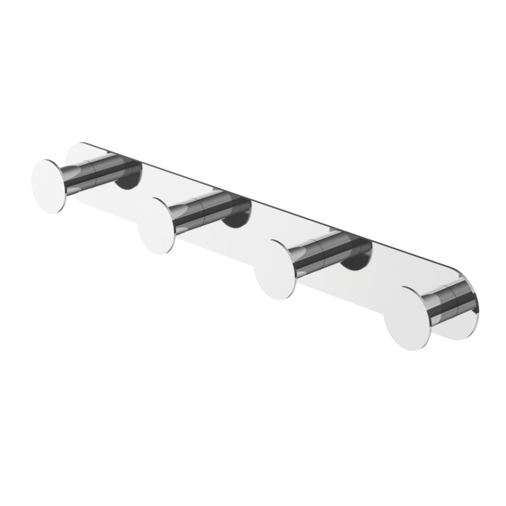 Swirl Caldew Bathroom 4-Hook Rail Chrome - Screwfix