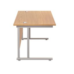 TC Group Aztec Twin Upright Rectangular Office Desk Nova Oak/Silver ...