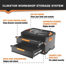 Magnusson Clikstor 2-Drawer Stackable Tool Chest 20½" - Screwfix