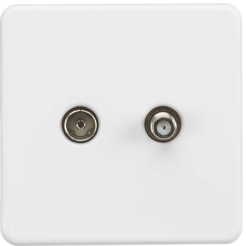Knightsbridge 2-Gang Isolated Coaxial TV & F-Type Satellite Socket Matt ...