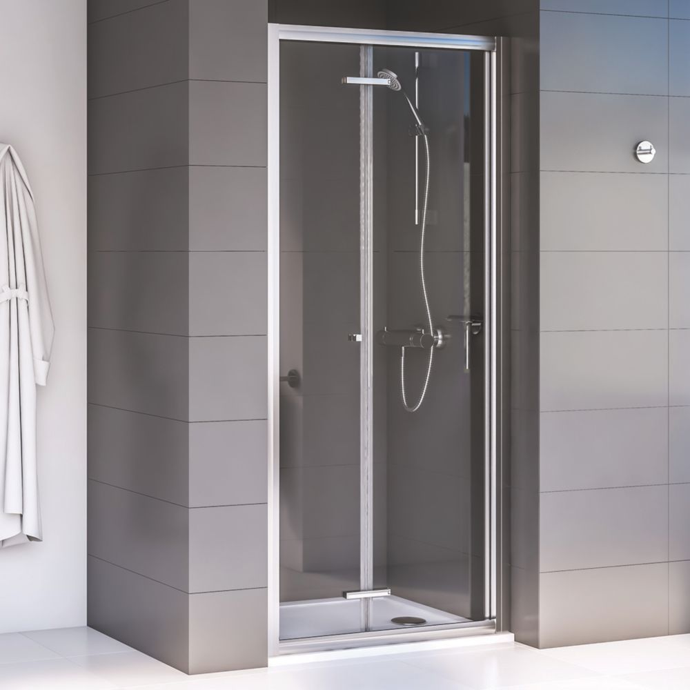 Aqualux Edge 6 Semi Frameless Square Bi Fold Shower Door Polished