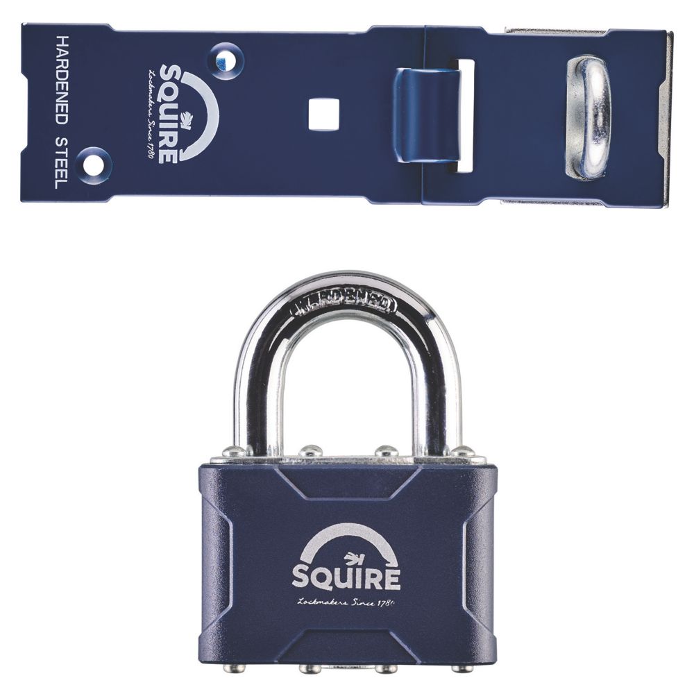 Squire 39/NO.6H Laminated Padlock & Hasp Set Blue 152mm - Screwfix