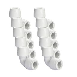Hep2O Plastic Push-Fit Equal 90° Keyless Elbow 15mm 10 Pack - Screwfix