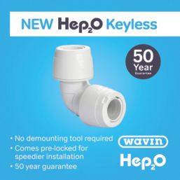 Hep2O Plastic Push-Fit Equal 90° Keyless Elbow 15mm 10 Pack - Screwfix
