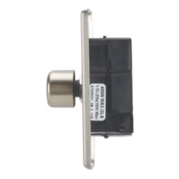 Contactum iConic 2-Gang 2-Way Dimmer Switch Brushed Steel - Screwfix