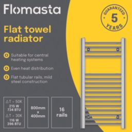Flomasta 800mm x 400mm 675BTU Chrome Flat Towel Radiator - Screwfix