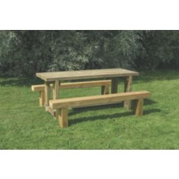 Forest Sleeper Garden Table with 2 Benches 1800 x 700 x 750mm - Screwfix