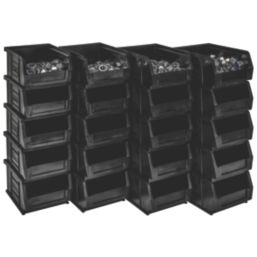 Barton TC2 Semi-Open-Fronted Recycled Storage Containers 1.27Ltr Black ...