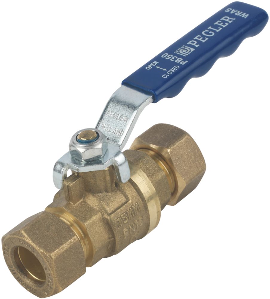 Pegler PB350 Compression Full Bore 15mm Lever Ball Valve with Blue ...