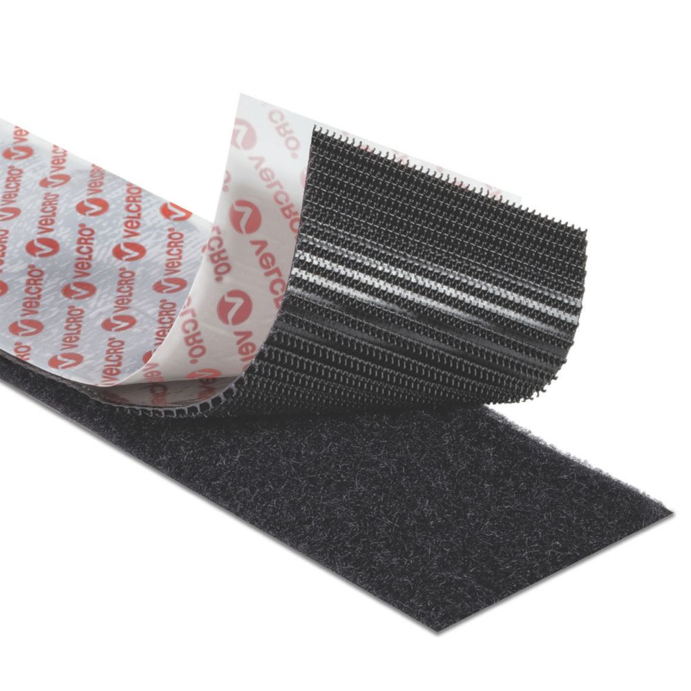 Velcro Brand Black Heavy Duty Stick-On Tape 2.5m x 50mm - Screwfix