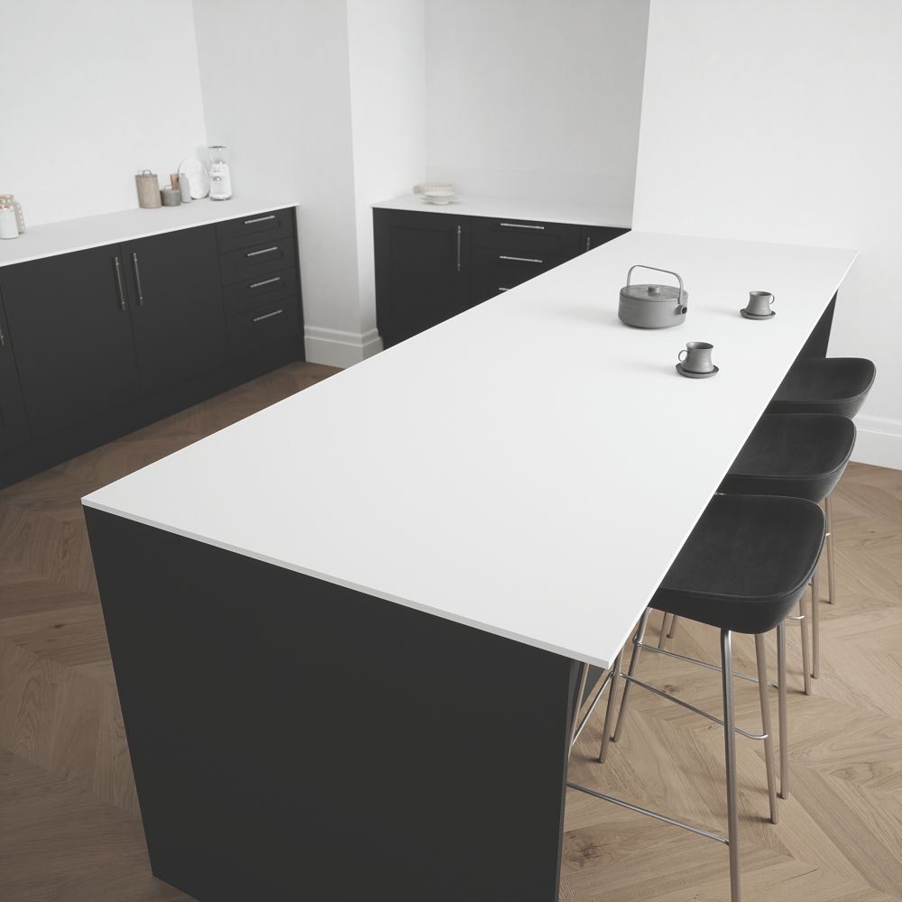 Mariz Vena White Composite Kitchen Worktop 950mm x 3050mm x 12mm - Screwfix