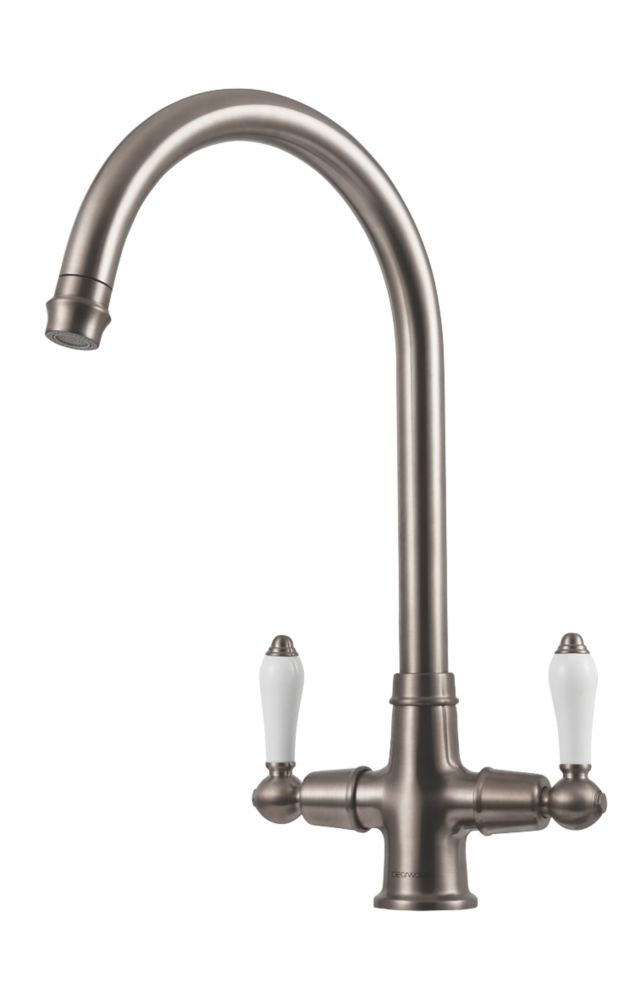 Clearwater Elegance Dual-Lever Monobloc Tap Brushed Nickel PVD - Screwfix