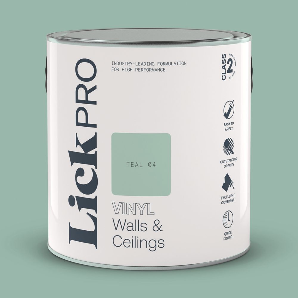 LickPro 2.5Ltr Teal 04 Vinyl Matt Emulsion Paint - Screwfix