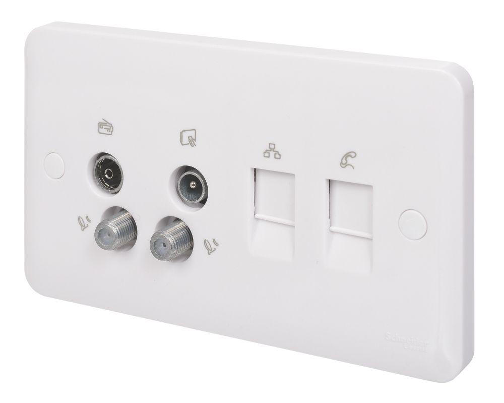 Schneider Electric Lisse 2-Gang Quadruplex Multimedia Socket White ...